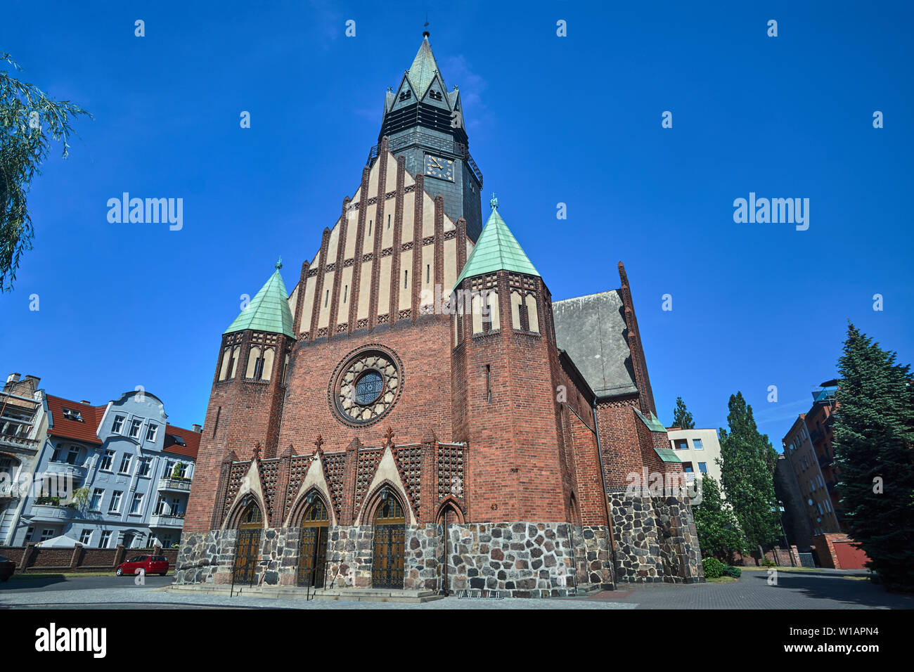 the neo-Gothic church with belfry in Poznan Stock Photo - Alamy
