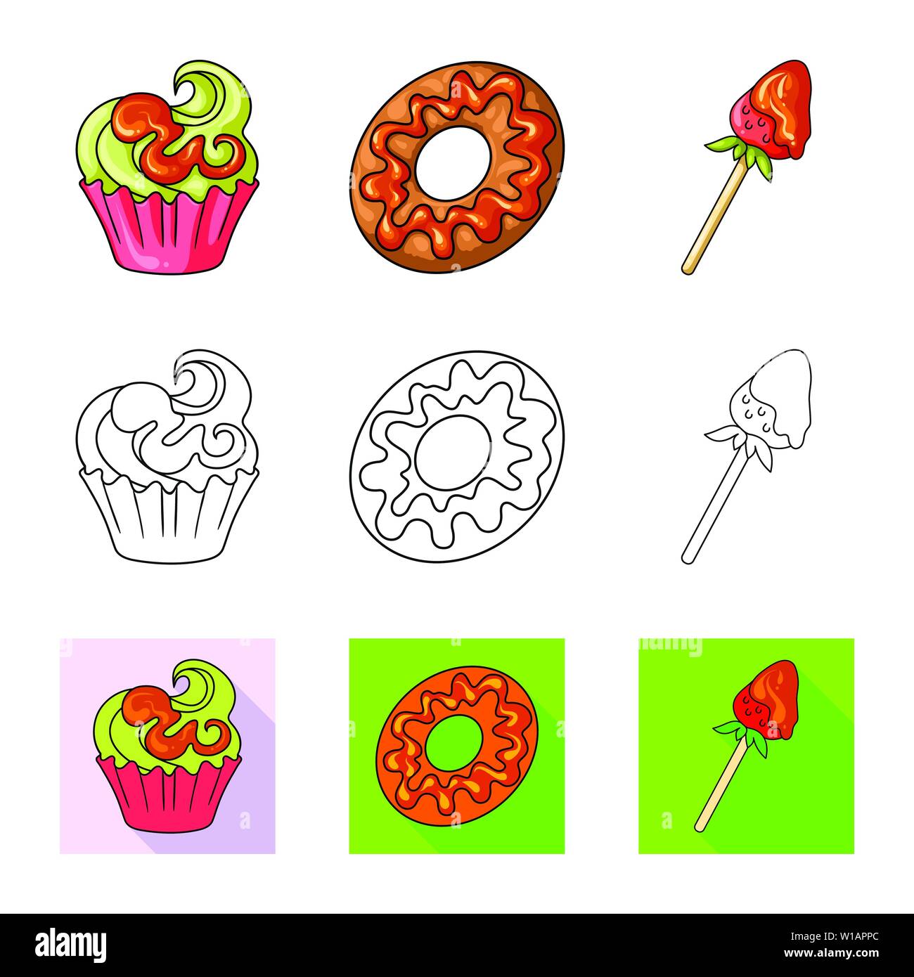 Vector illustration of confectionery and culinary icon. Set of ...