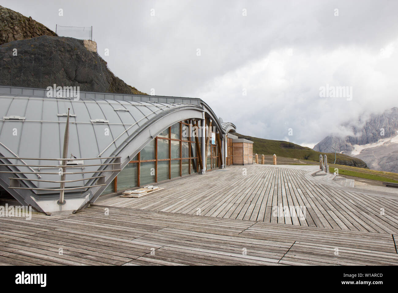 modern building on top of the mountain in Arabba ski resort Stock Photo ...