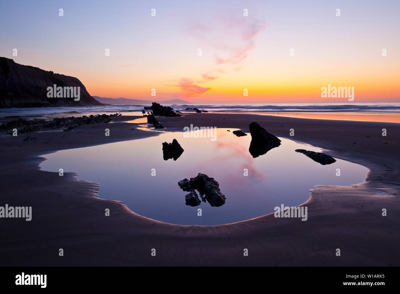 Flysch, Zumaia beach, Zumaia, Gipuzkoa, The Basque Country, The Bay of ...