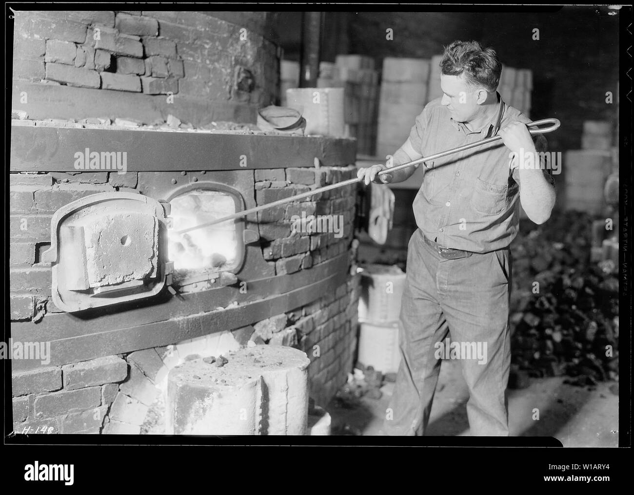 Another view of Walter Hensley, head kiln fireman at Southern Potteries ...