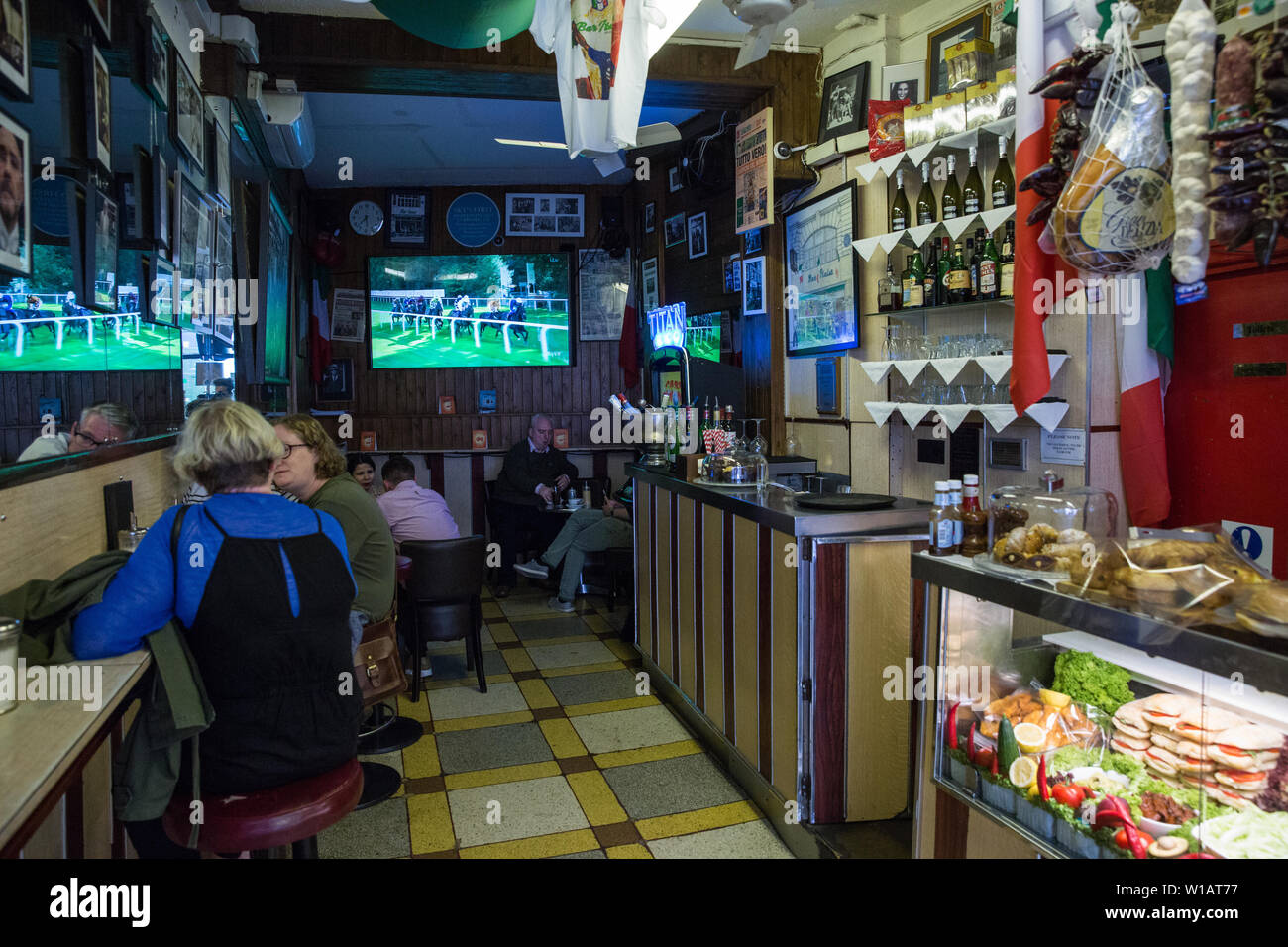 London, UK. 22 June, 2019. The interior of the Bar Italia in Frith ...