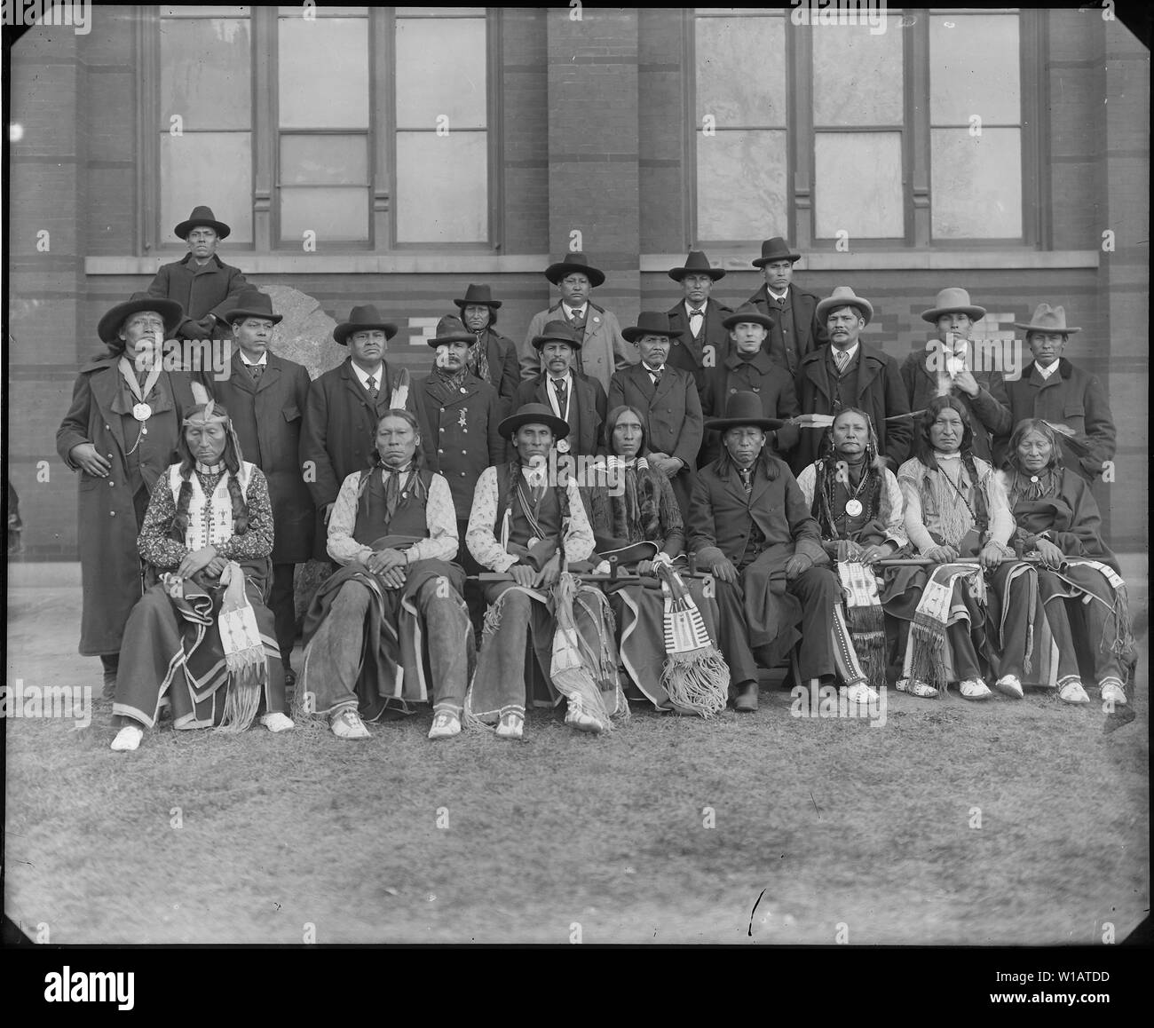 Arapaho, Cheyenne, and Chippewa delegation. Photographed in front of ...