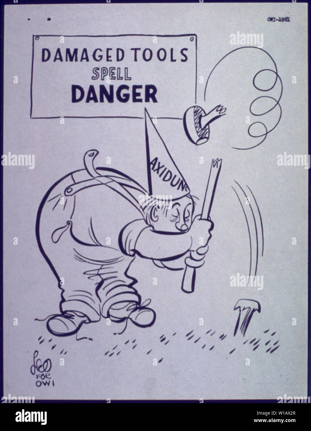 Axidunce cartoon - Damaged tools spell danger Stock Photo - Alamy