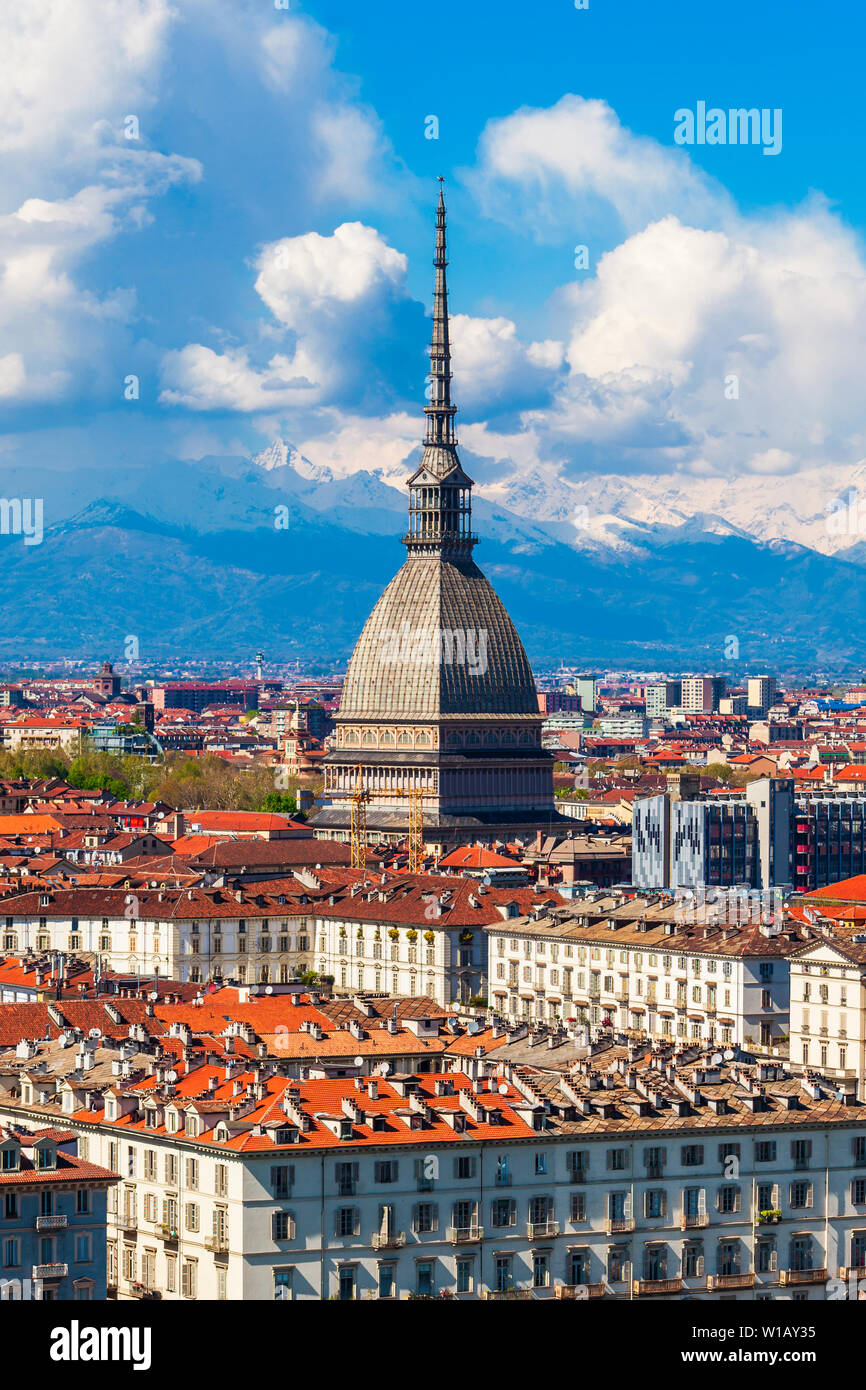 The Mole Antonelliana aerial panoramic view, a major landmark building ...