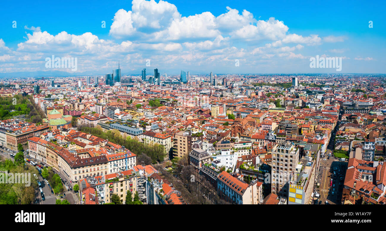 Milan aerial panoramic view. Milan is a capital of Lombardy and the ...