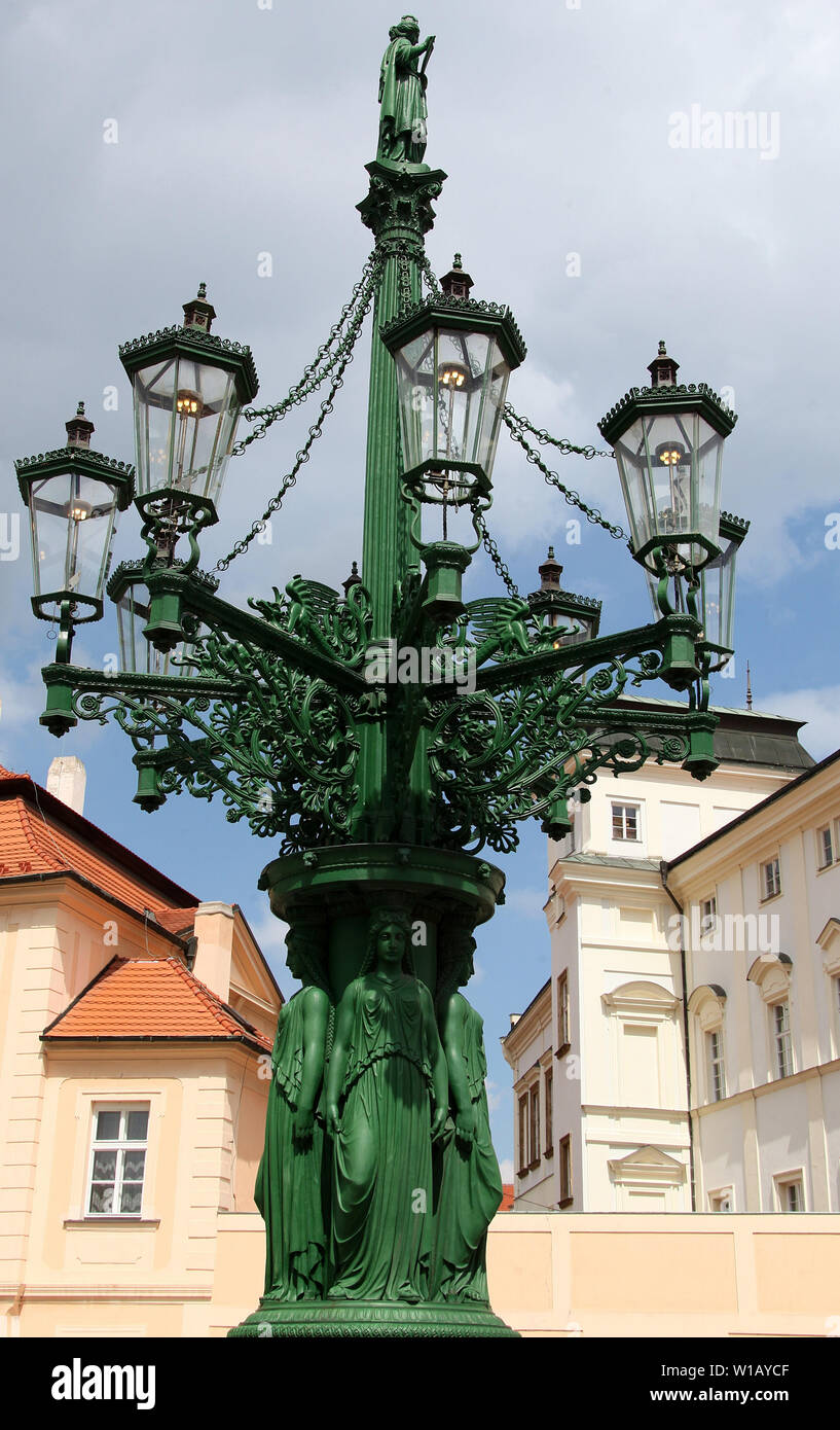 Old gaslight from the 1860s at Castle Square in Prague which has now ...