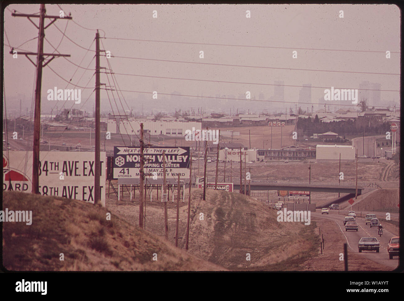 BILLBOARDS AND POWER LINES CLUTTER LANDSCAPE Stock Photo - Alamy