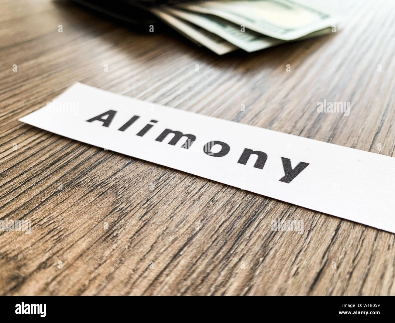 Divorce and separation concept. Alimony written on white card Stock ...