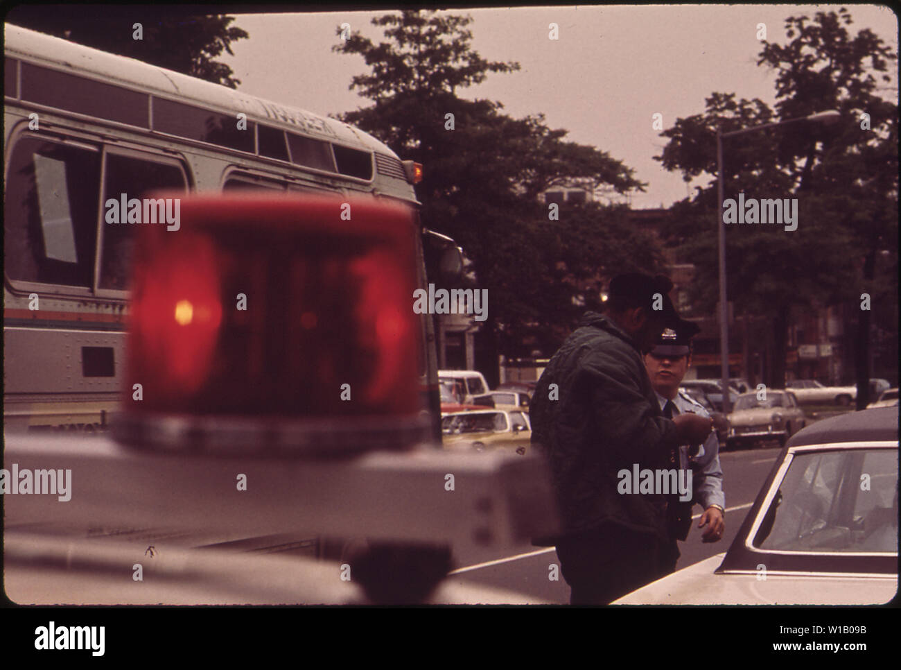 BLOCKED INTERSECTION CALLS DOWN OFFICER'S WRATH Stock Photo - Alamy