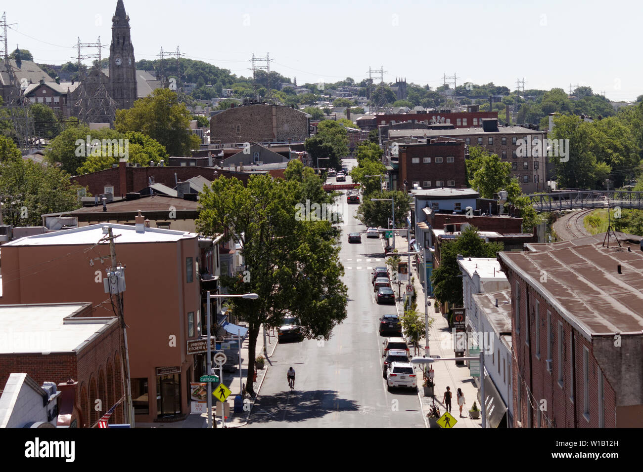 Philadelphia, PA, USA - July 1, 2019: An overview scene of Main Street ...