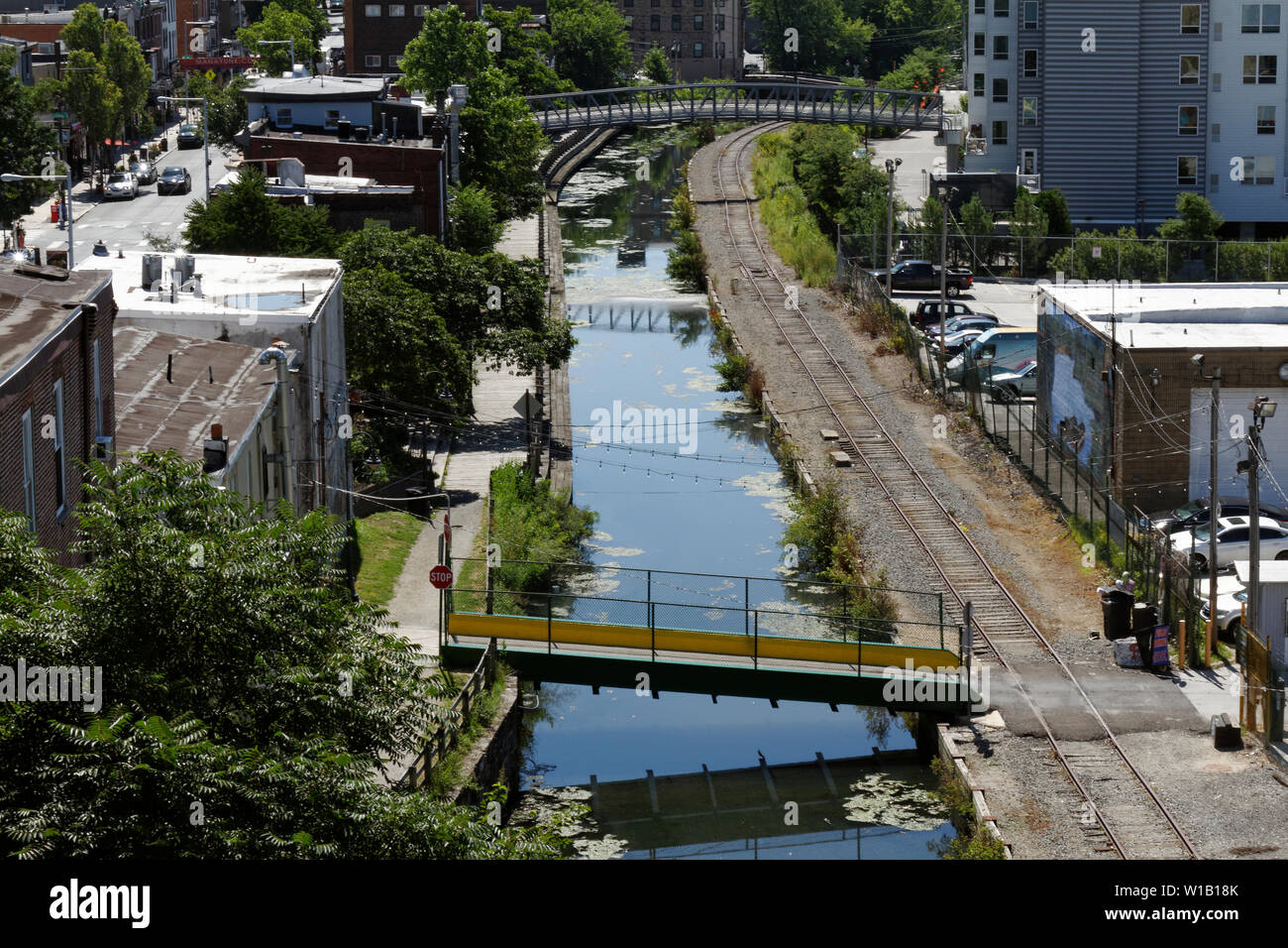 Philadelphia, PA, USA - July 1, 2019: Overview scene of homes by the ...