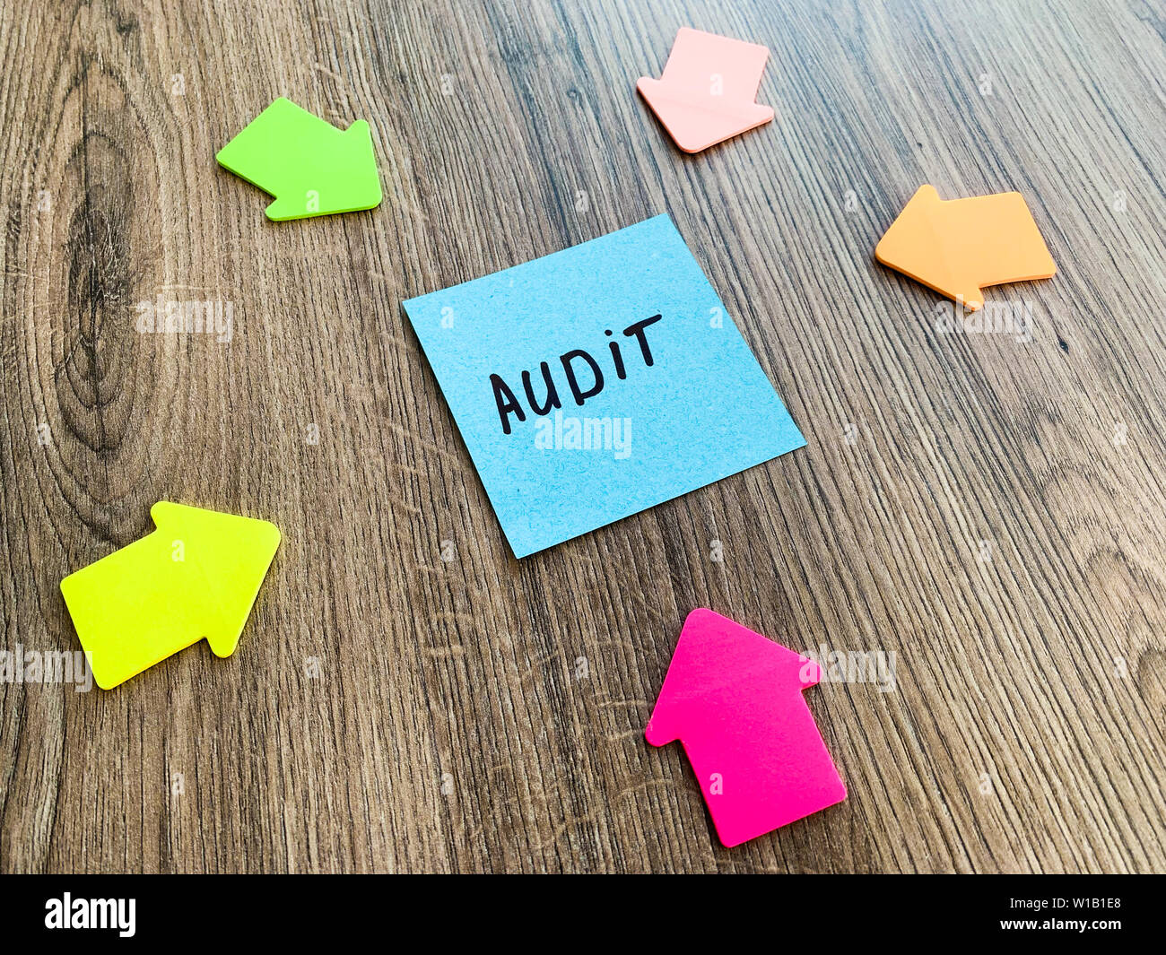 Paper stick with words audit on desk Stock Photo - Alamy