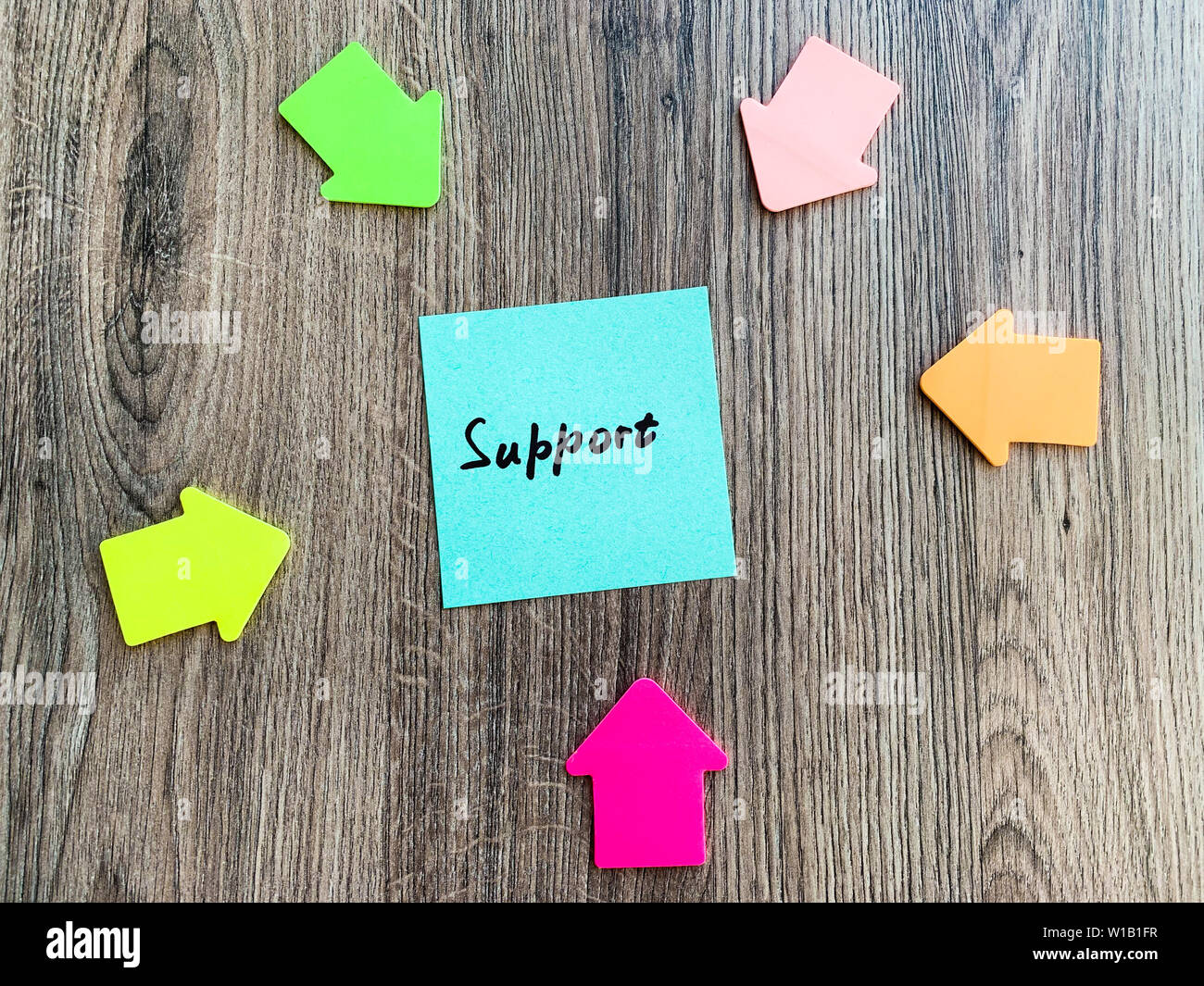 Paper stick with words support on desk Stock Photo - Alamy