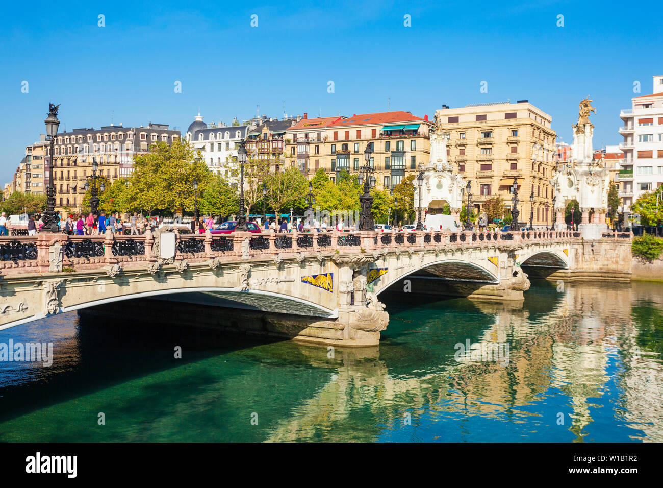 Puente Maria Cristina bridge in San Sebastian or Donostia city in Spain ...