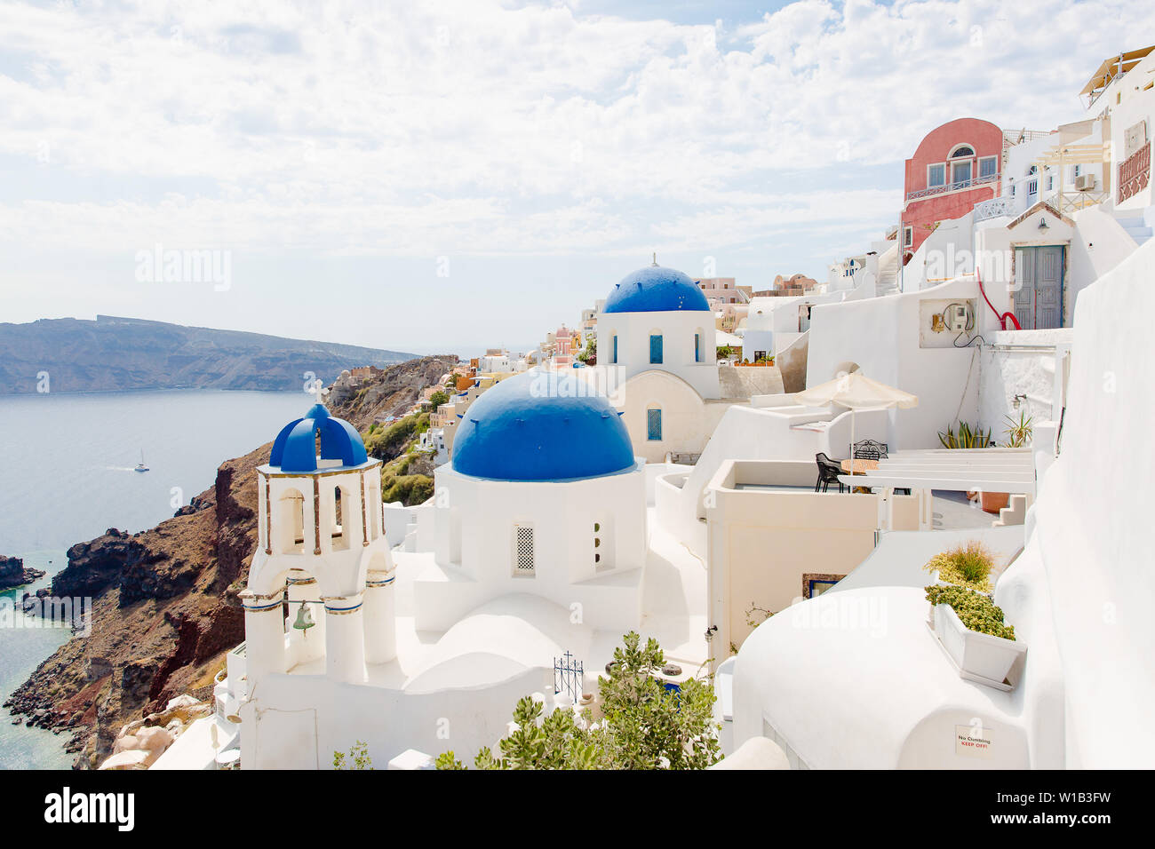Santorini Blue Rooftop View Stock Photo - Alamy