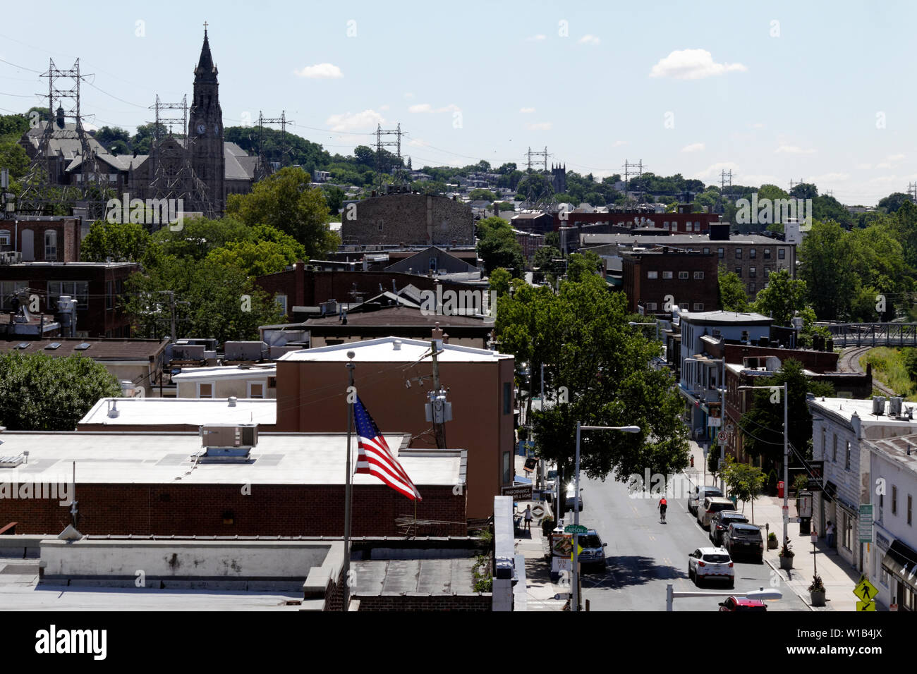Philadelphia, PA, USA - July 1, 2019: An overview scene of Main Street ...