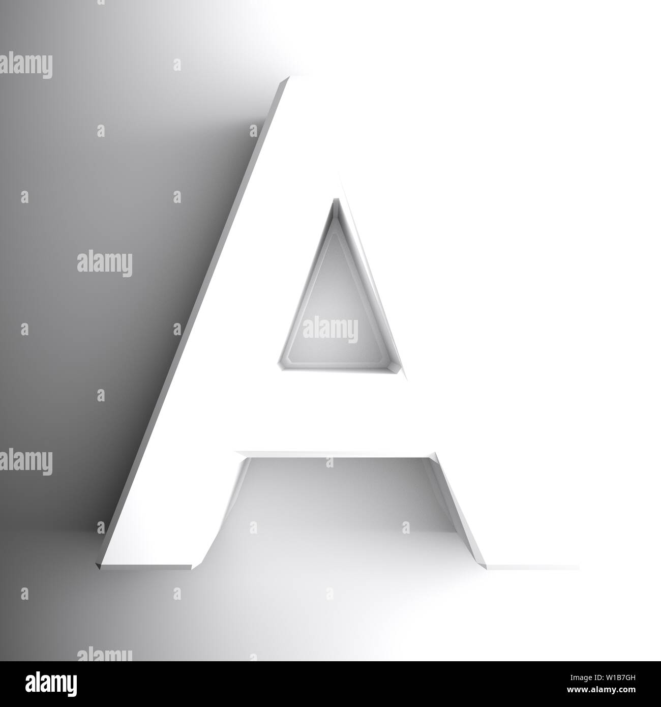 A alphabetic letter white, isolated on white background - 3D rendering ...