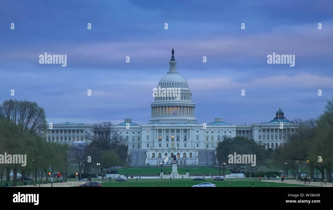 sunset cloudy evening at the us capitol building washington Stock Photo ...