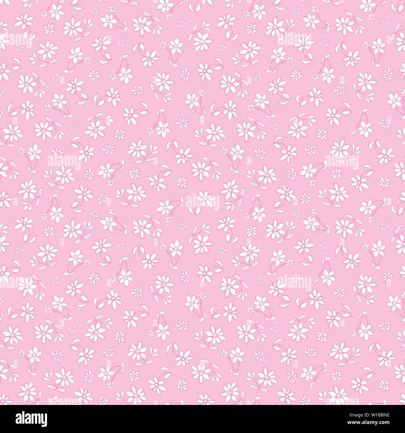 Vector light pink hand drawn flowers repeat pattern. Suitable for gift ...
