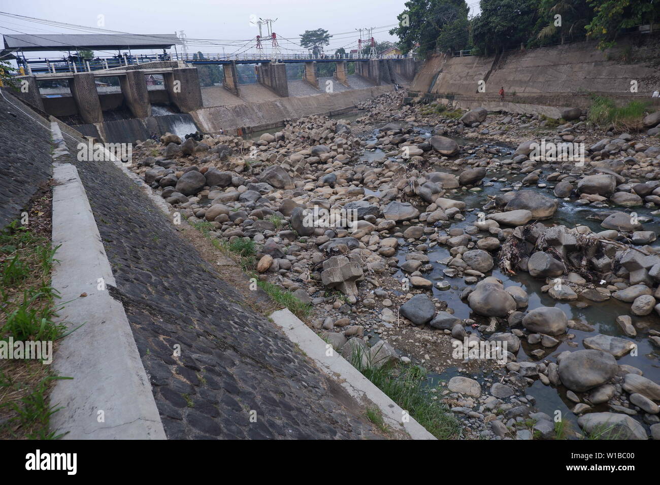 Bogor, Jawa Barat, Indonesia. 1st July, 2019. View of the dry dam.Areas ...