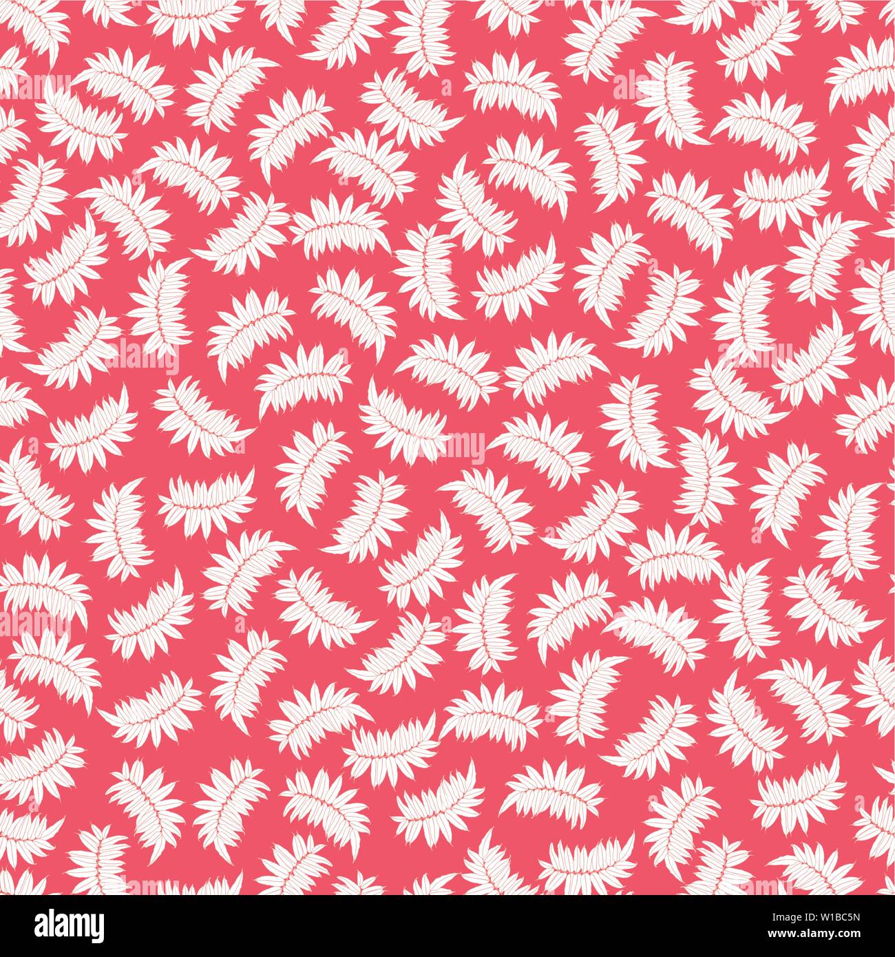 Vector red seamless pattern with tropical leaves. Suitable for textile ...