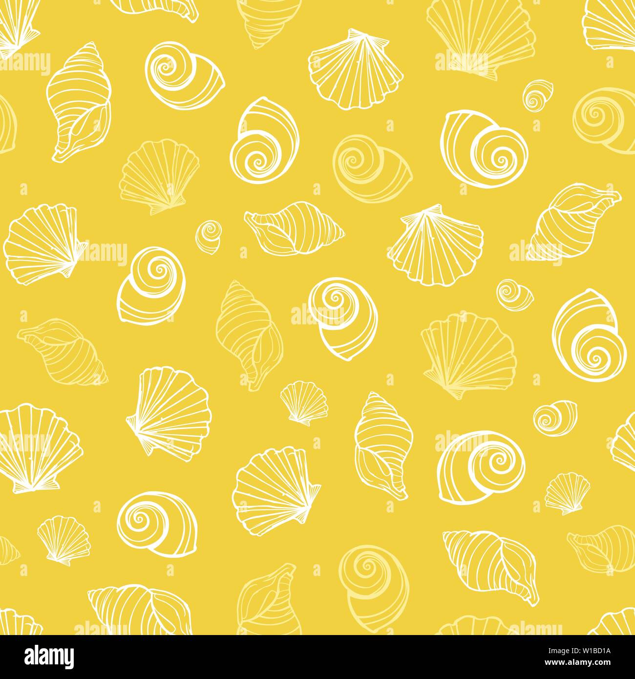 Vector yellow seashells repeat pattern. Suitable for gift wrap, textile ...