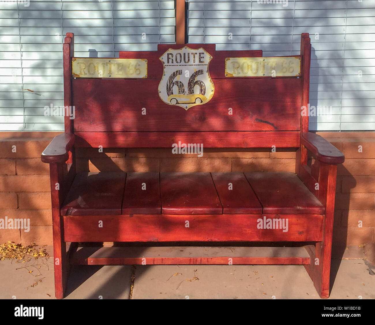 Route 66 Bench outside a store in Winslow Arizona Stock Photo - Alamy