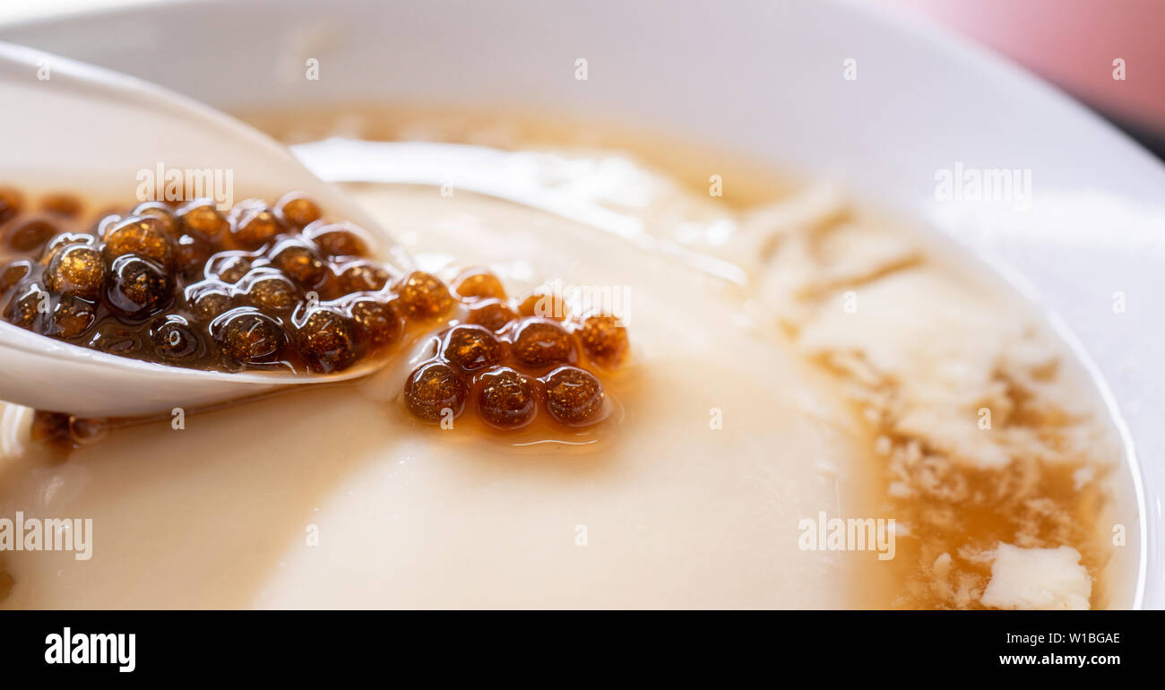 Popular Taiwan gourmet - Dessert of tapioca pearl ball (bubble) mixed ...