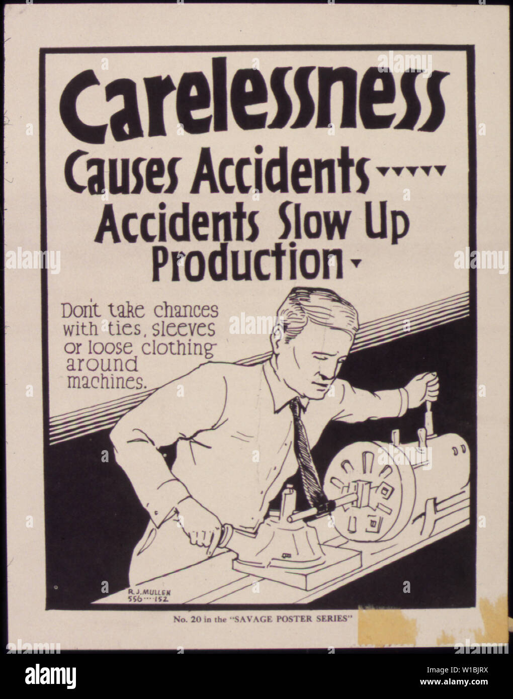 Carelessness causes accidents... Accidents slow up production Stock ...