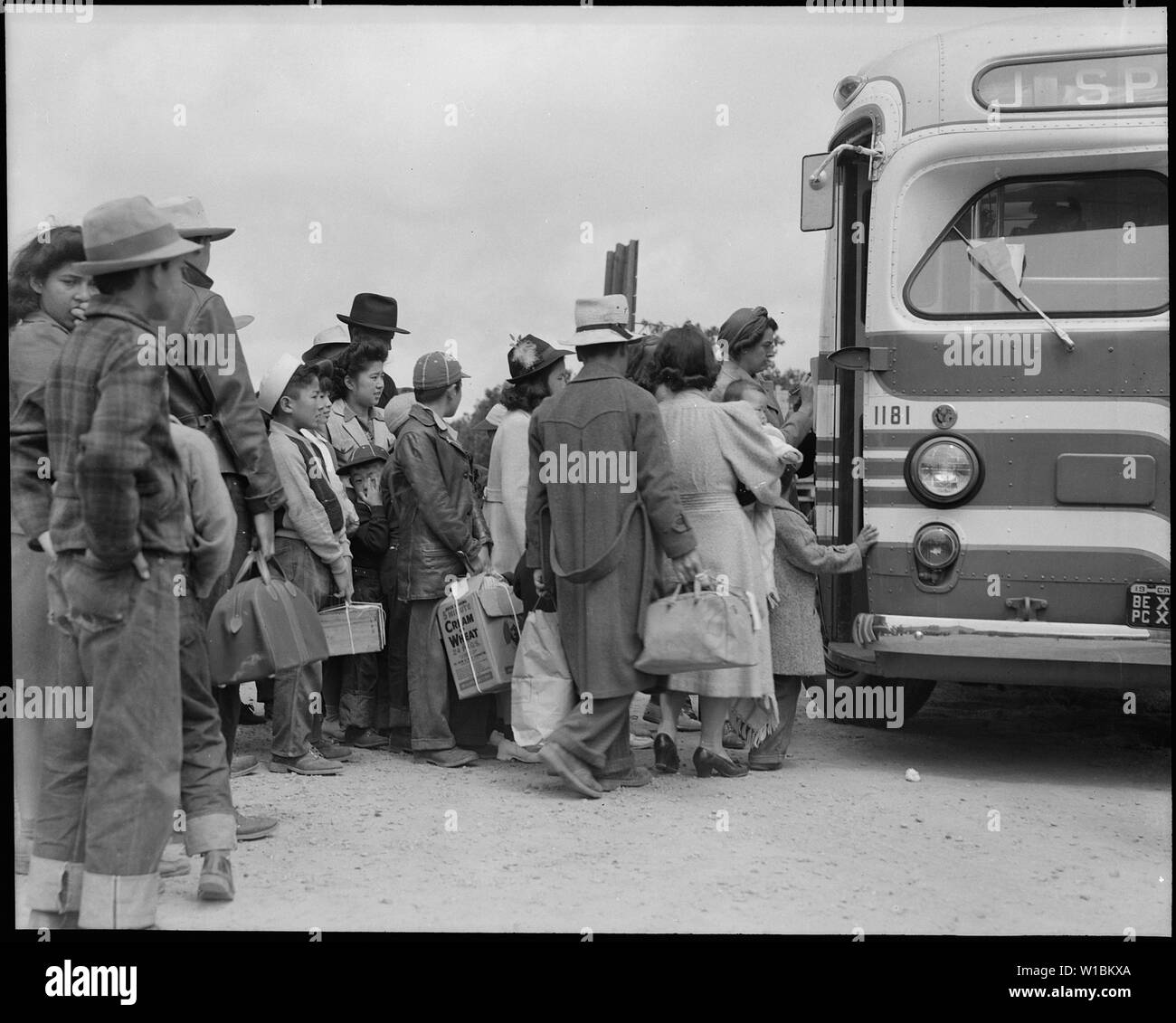 Centerville, California. The bus has just arrived and these farm ...