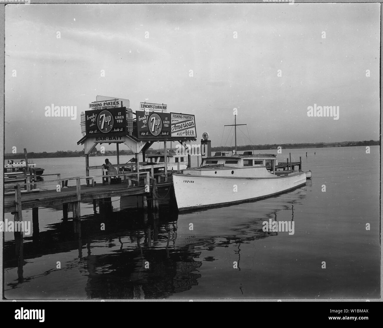 Charles County, Maryland. The signs on the pier on the Patuxent River ...
