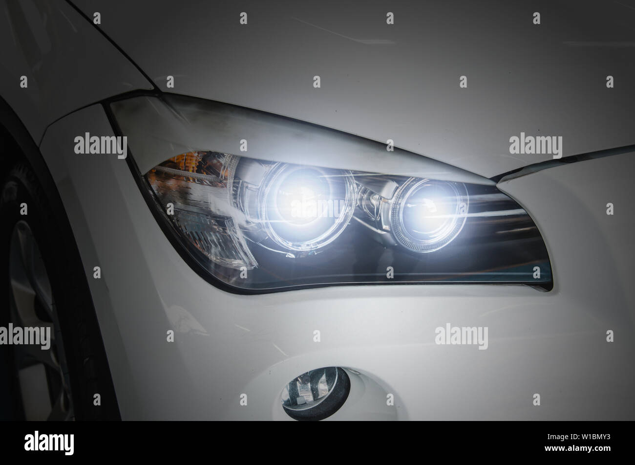 Details of modern car headlights Stock Photo - Alamy