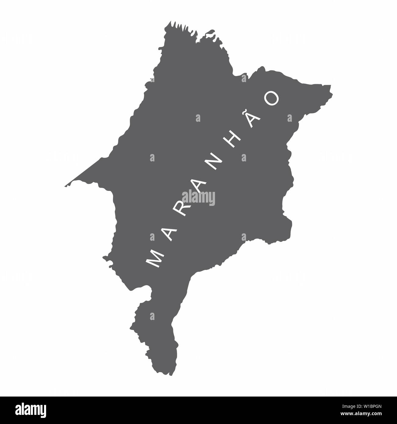 Maranhao State silhouette map isolated on white background, Brazil ...