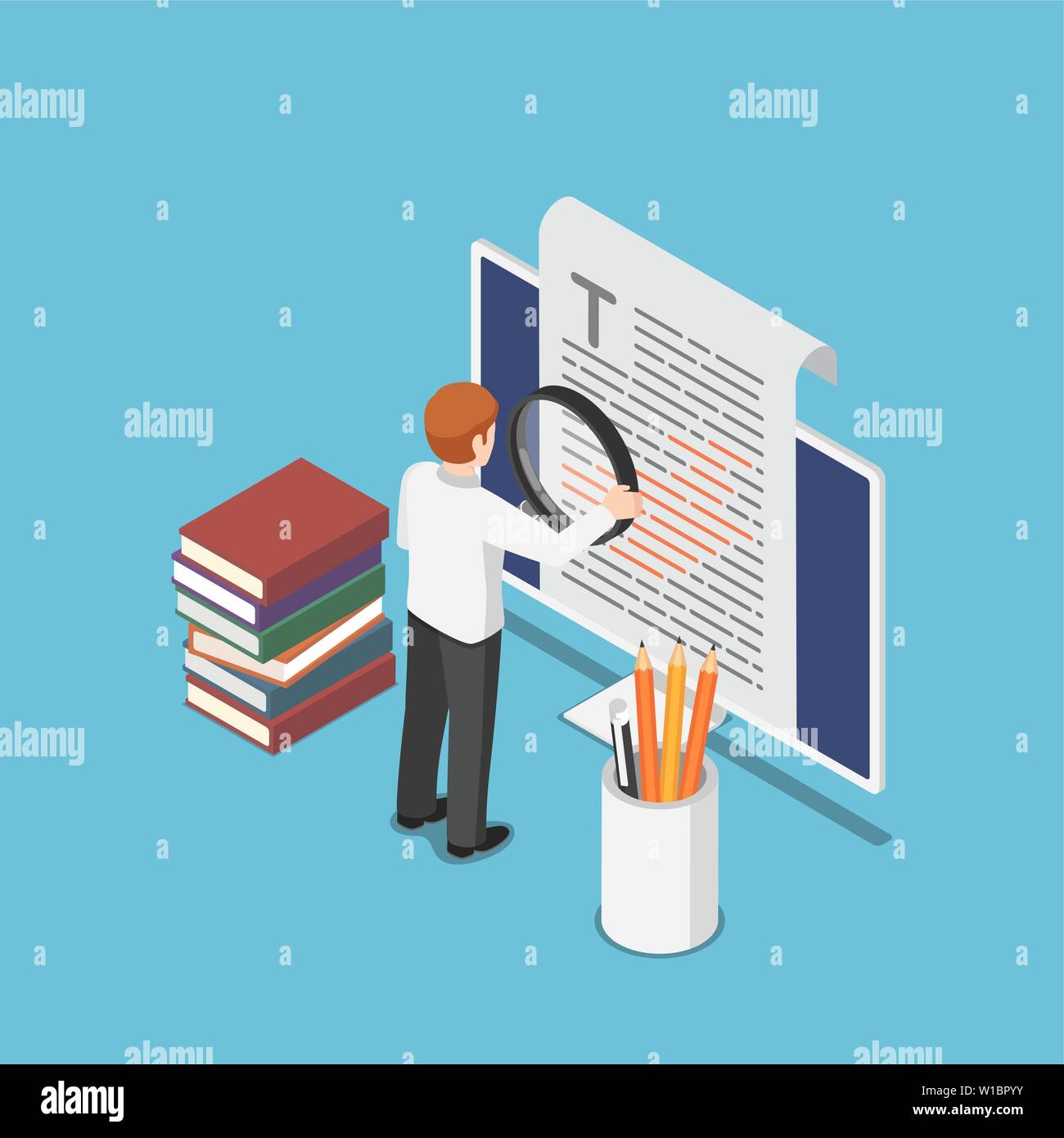 Hand proofreading a manuscript Stock Vector Images - Alamy