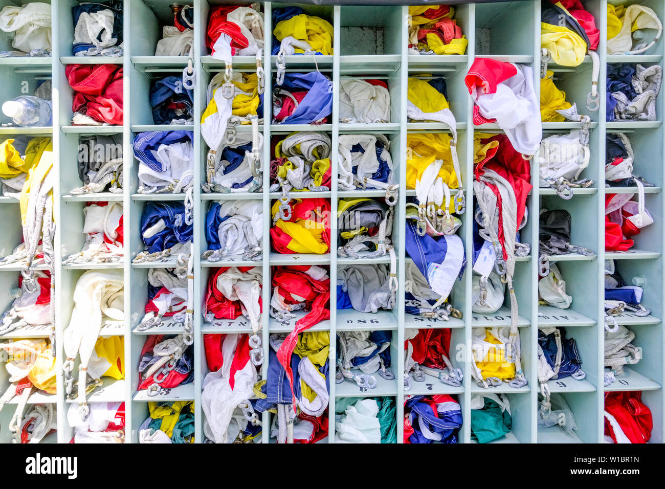 Signal flag storage, HMCS Winnipeg, Canadian frigate, North Vancouver ...