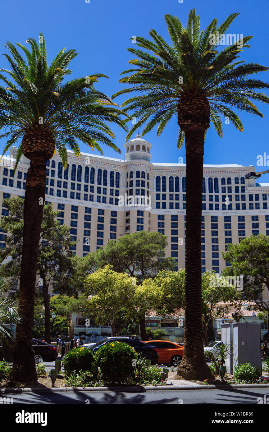 The Bellagio Hotel and Casino facade daylight in Las Vegas, Nevada, USA ...