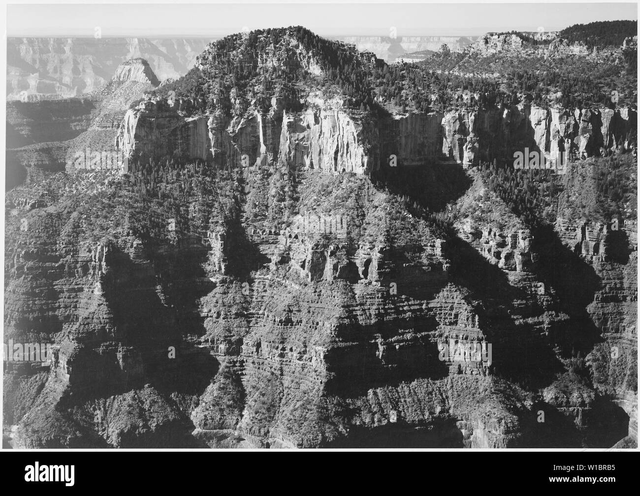 Close-in view taken from opposite of cliff formation, high horizon ...