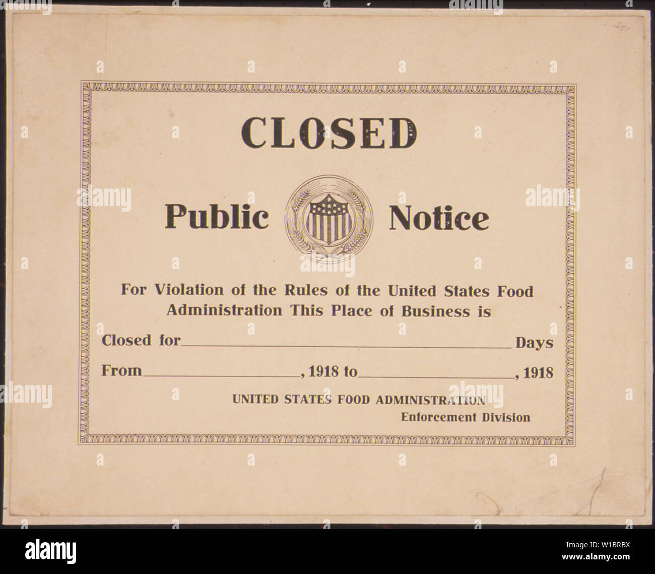 Closed. Public Notice. For Violation of the rules of the United States ...
