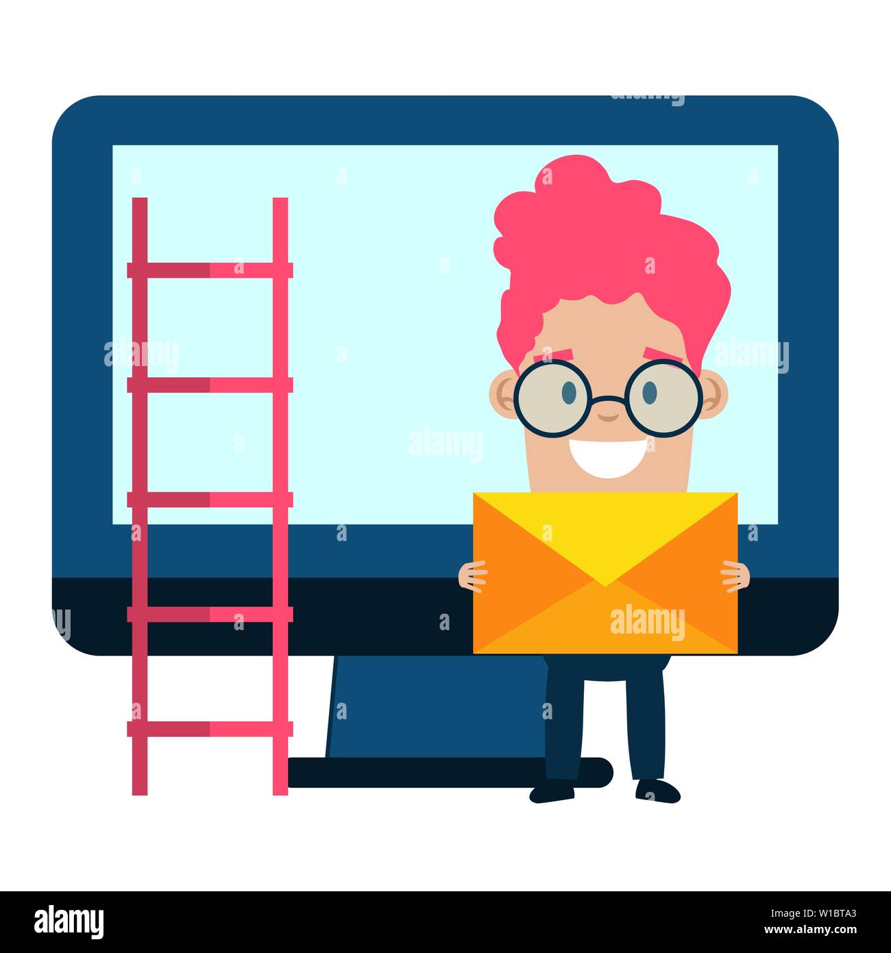 businessman computer stair send email vector illustration Stock Vector ...