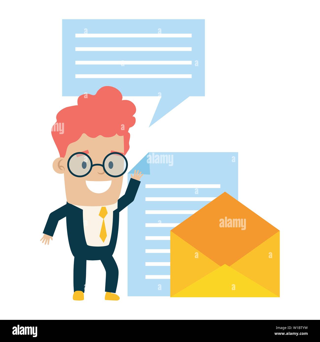 business man email paper letter talk bubble vector illustration Stock ...