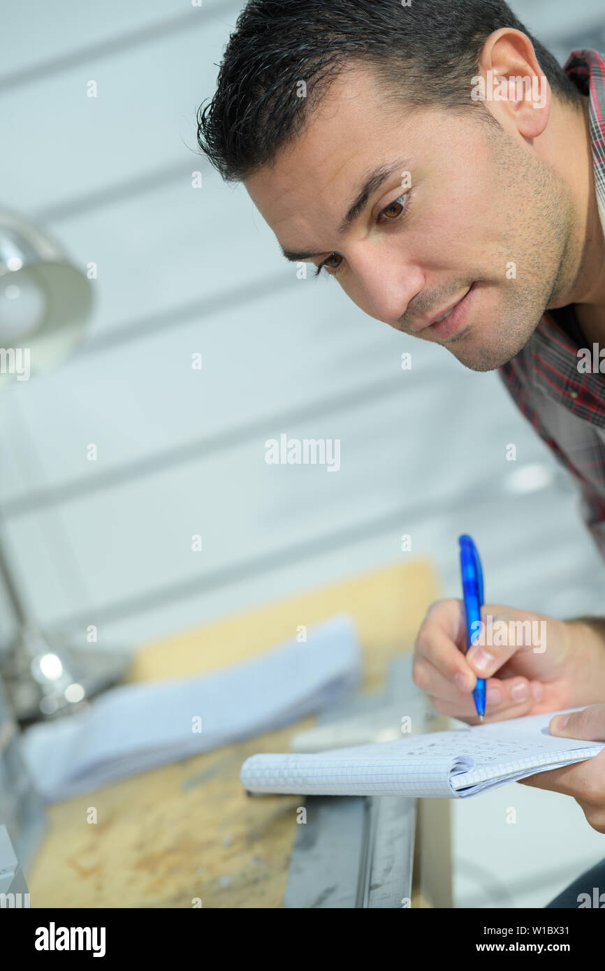 hand write on the notebook Stock Photo - Alamy