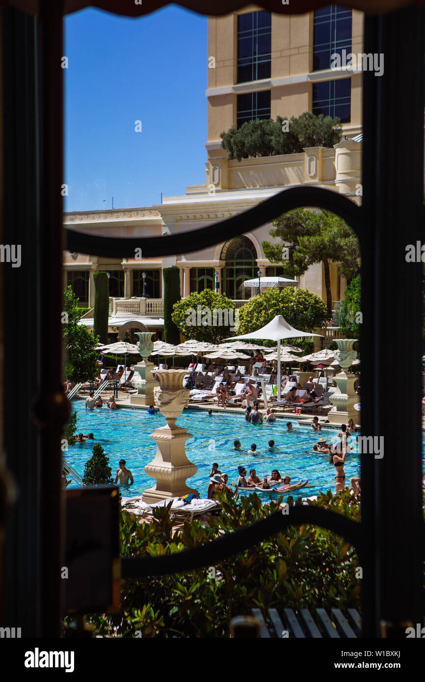 Swimming pool from the inside of The Bellagio Hotel in Las Vegas, Nevada, USA Stock Photo - Alamy