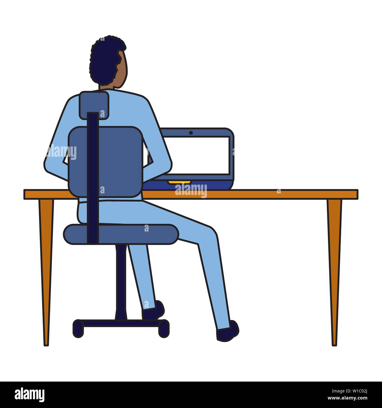 Man computer sitting rear view Stock Vector Images - Alamy
