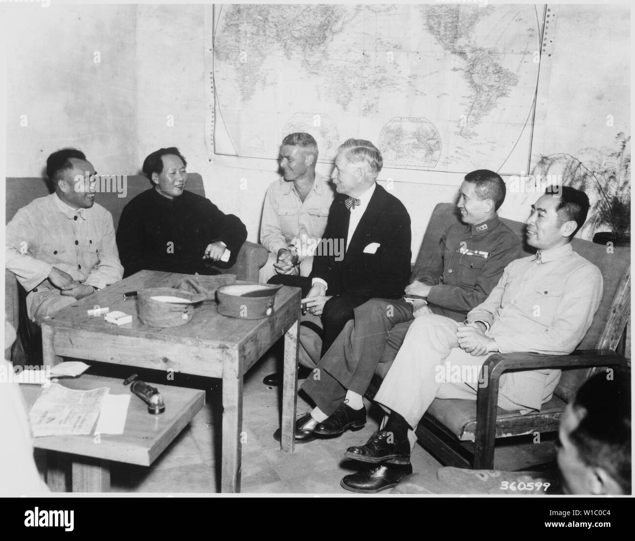 Conference at Yenan Communist Headquarters before Mao Tze Tung ...