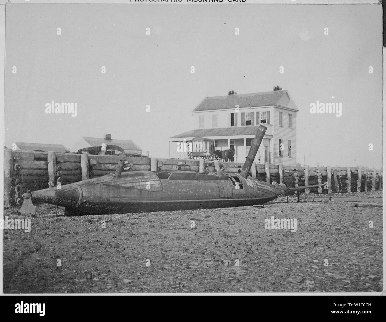 Confederate torpedo boat David aground at Charleston, South Carolina ...
