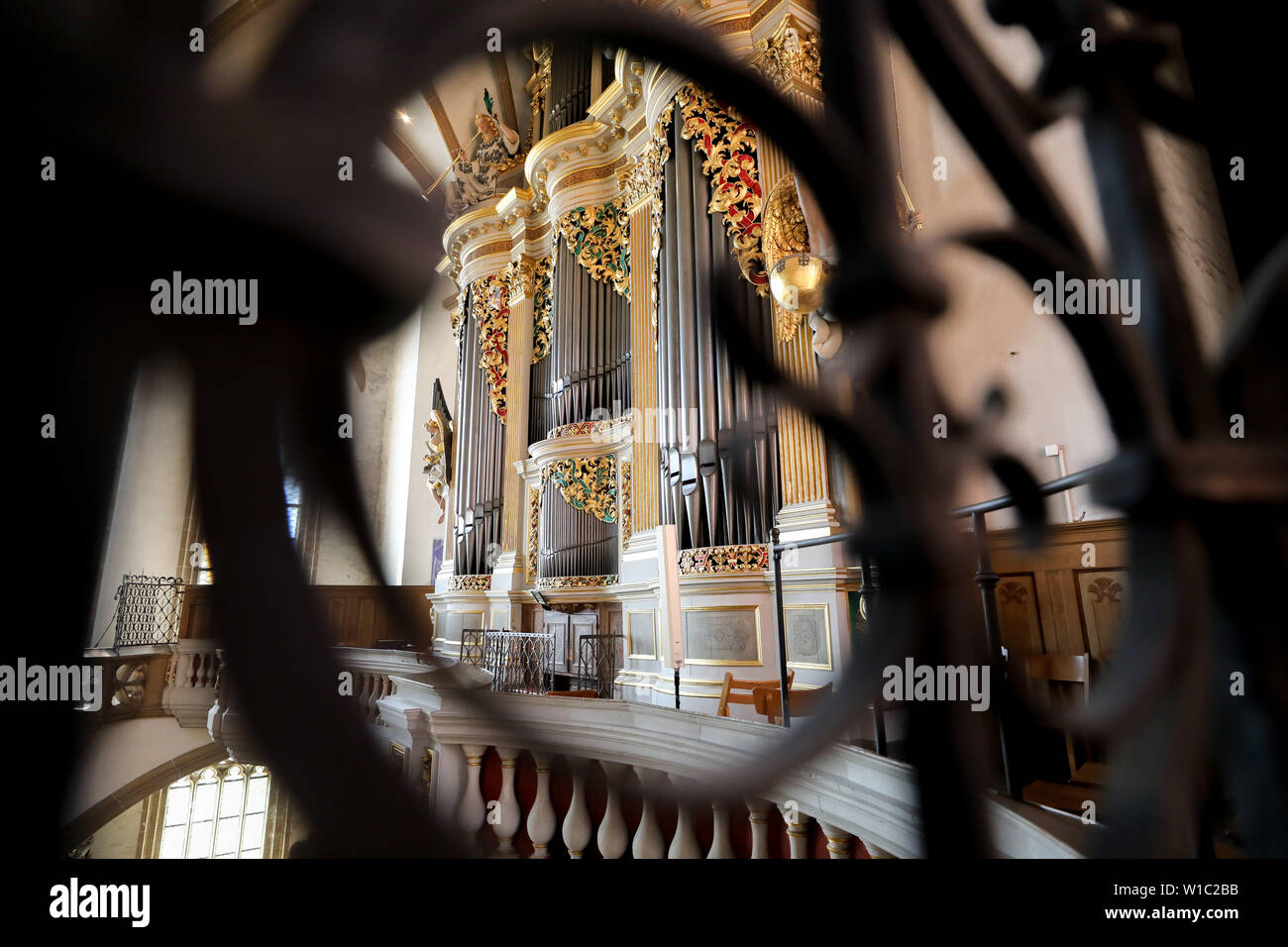27 June 2019, Saxony, Freiberg: View of the Great Silbermann Organ in ...