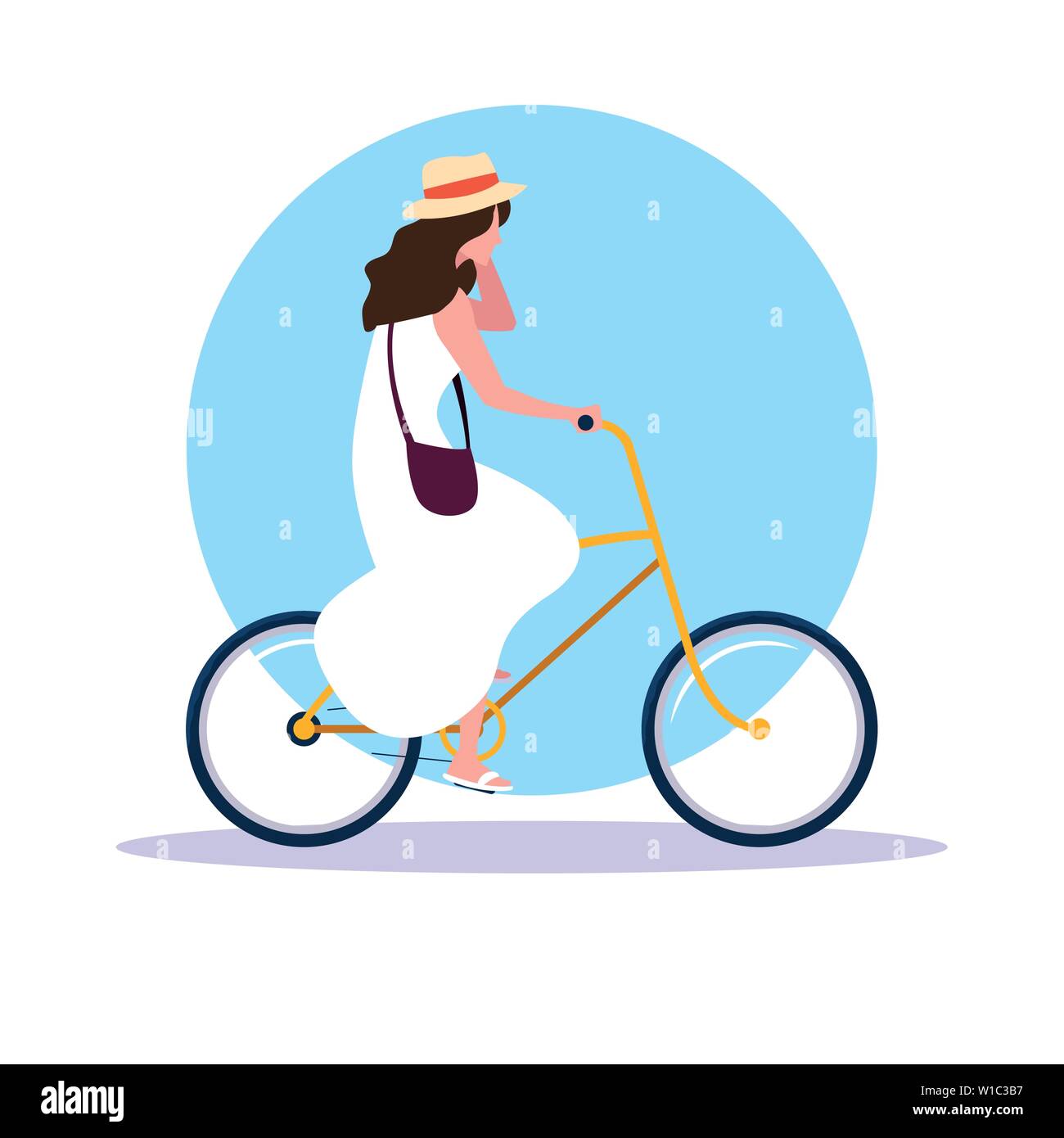young woman riding bike avatar character vector illustration design ...