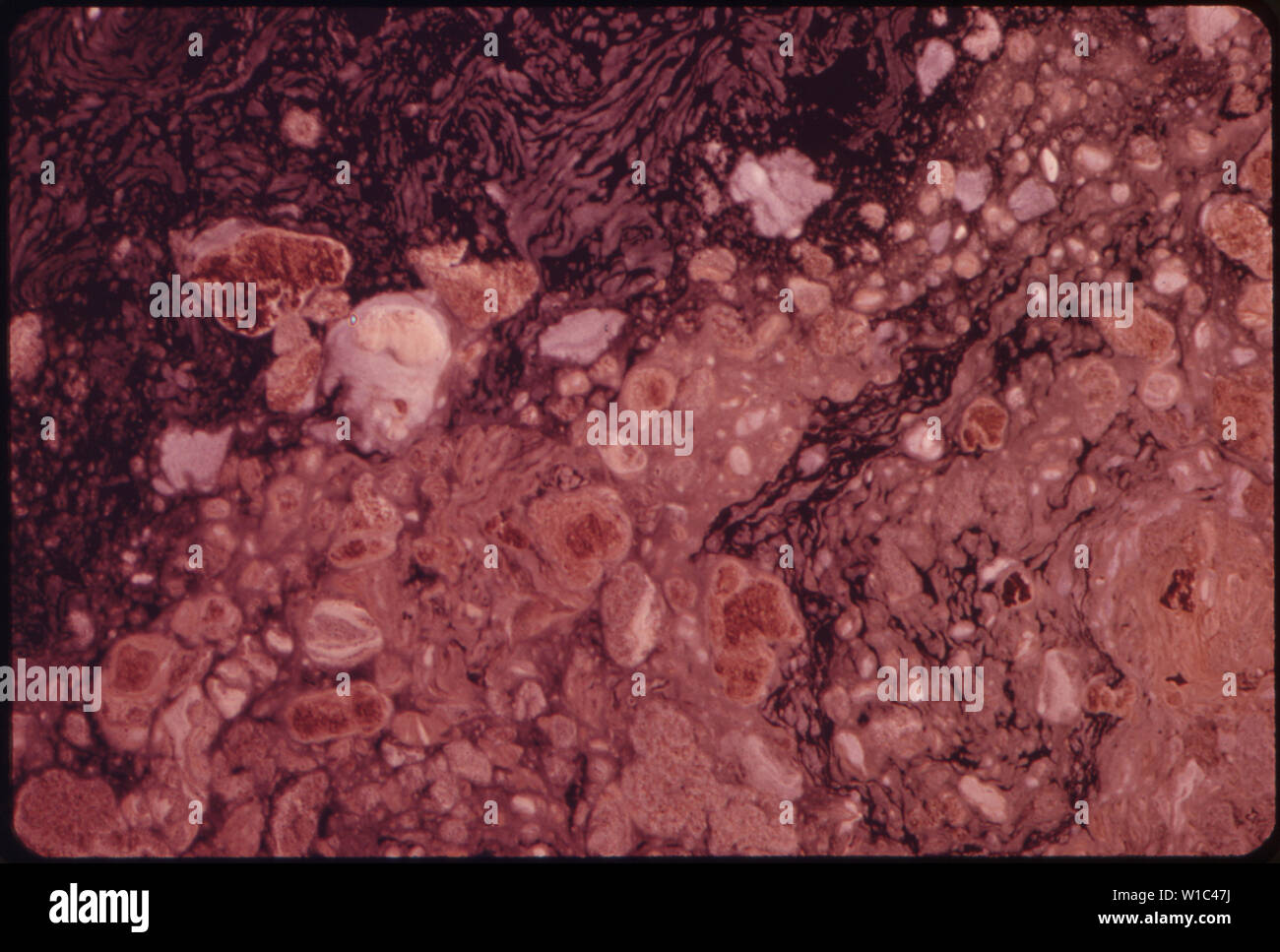 DETAILS OF POLLUTED ANDROSCOGGIN RIVER SEEN FROM THE BRIDGE AT JAY ...