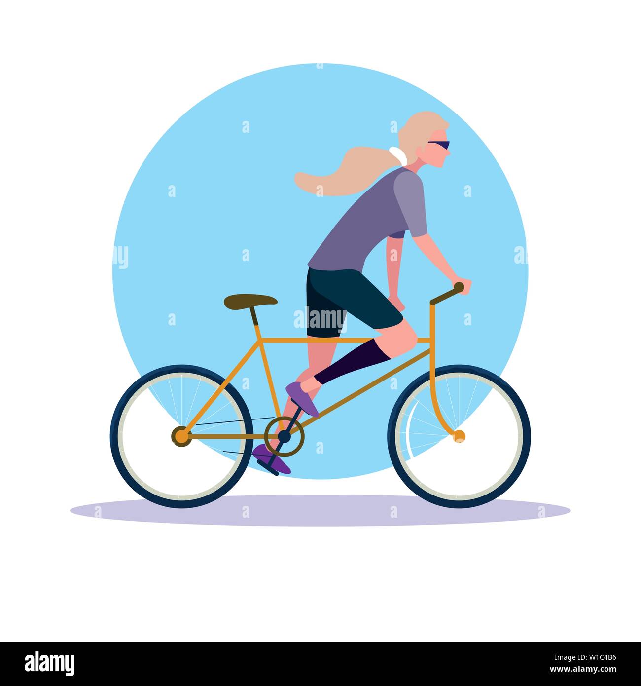 young woman riding bike avatar character vector illustration design ...